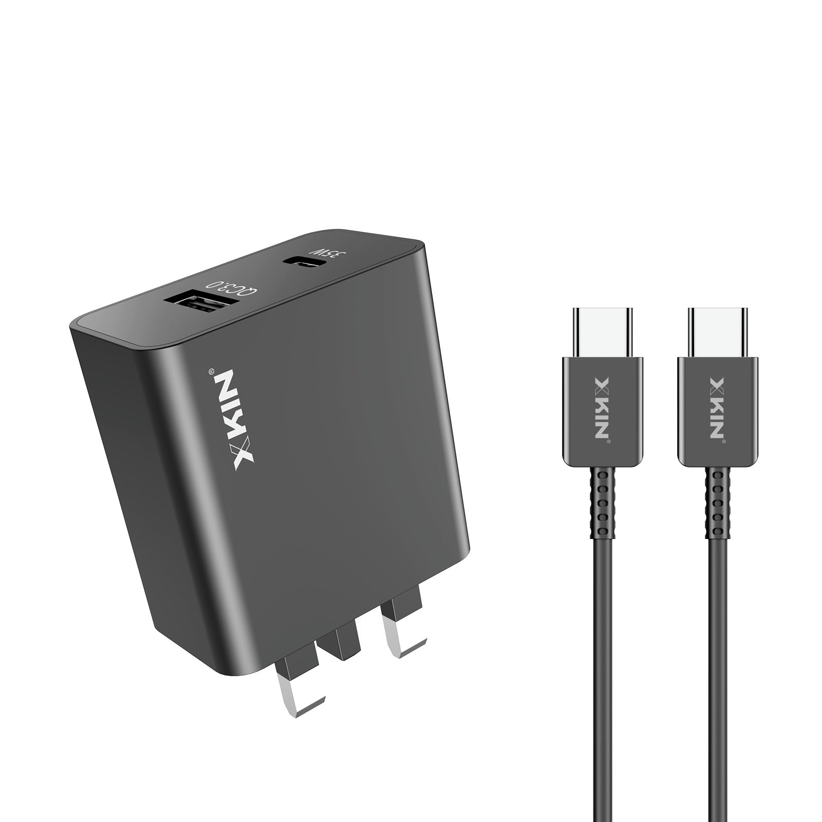 Xkin 53W Dual Port Charger – USB-C 35W PD + USB-A 18W with Cable – XKIN